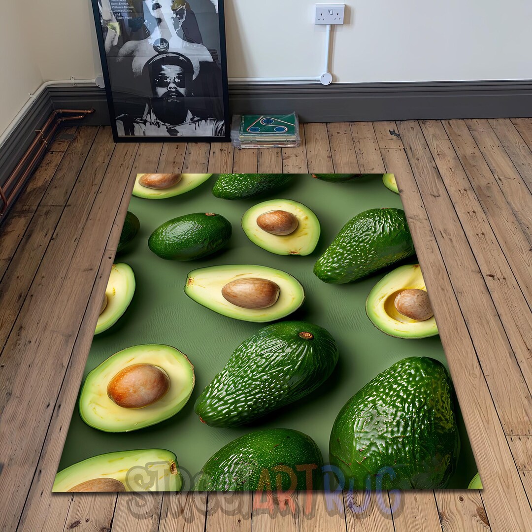 Avocado Area Rug Tropical Fruit Kitchen Runner Vibrant Summer Home ...