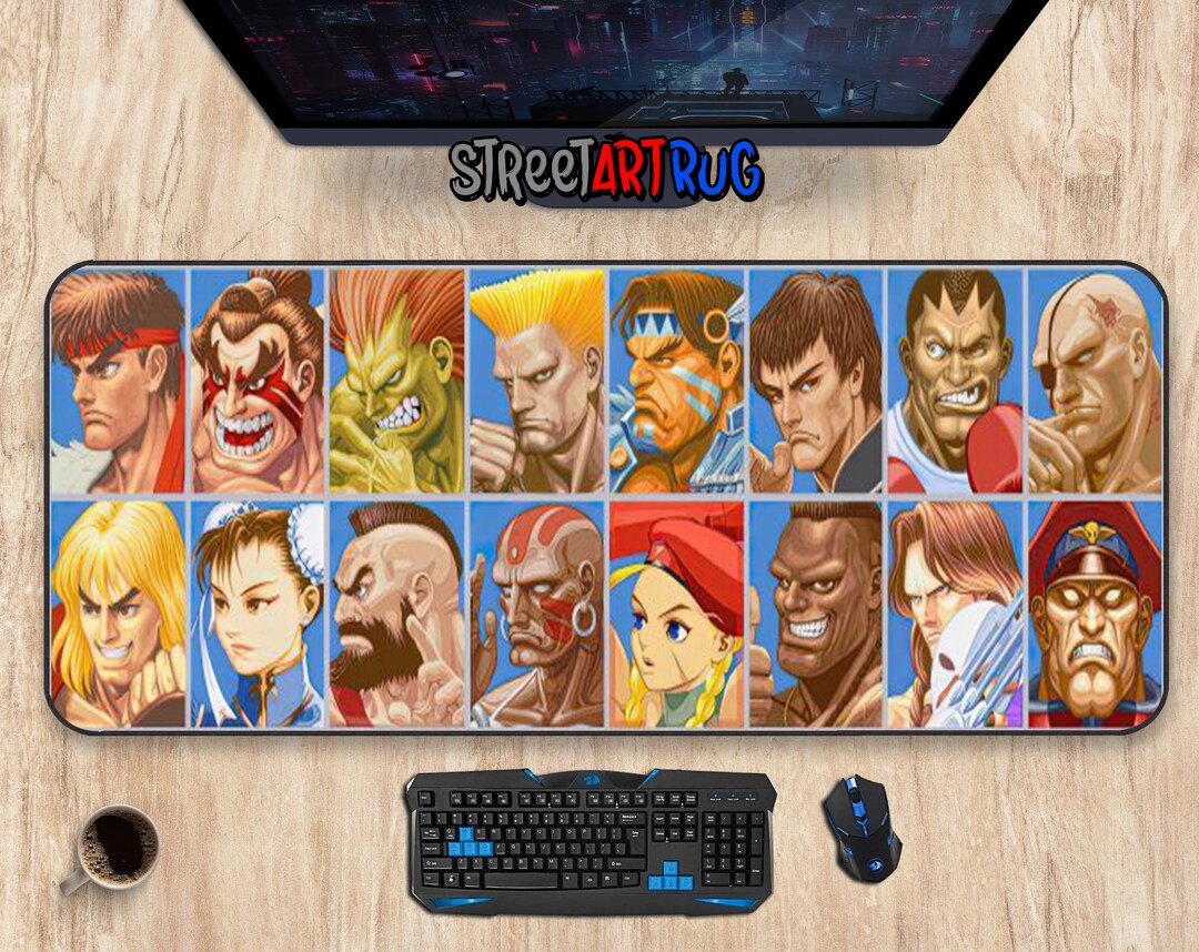 Street Fighter Desk Mat, Arcade Themed Nostalgic Desk Mat, Game Room ...