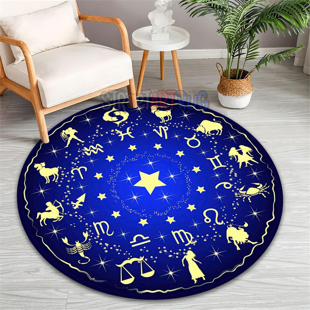 Zodiac Symbols Rug, Astronomy Carpet, Mediation Decor, Gemini, Cancer ...