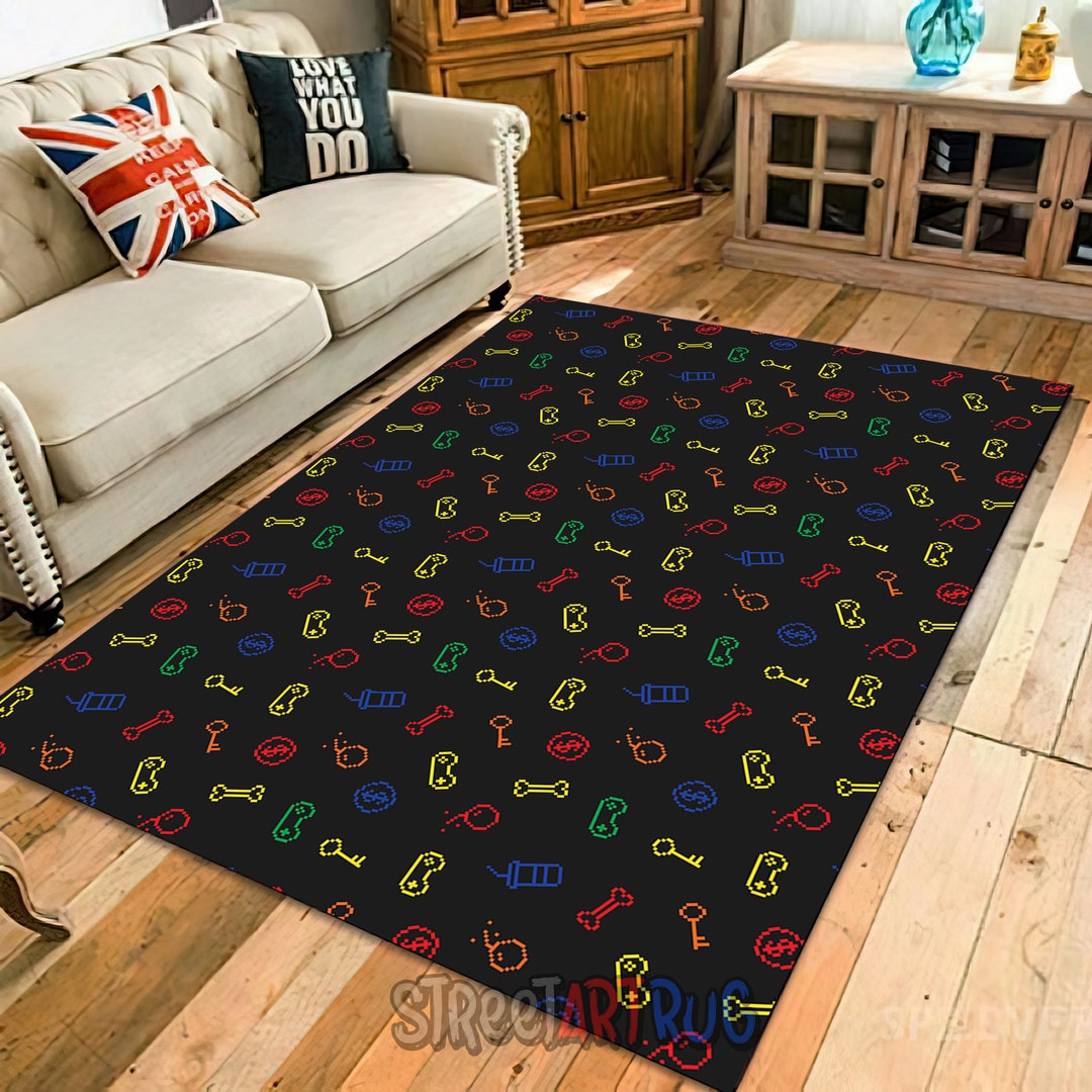 Nostalgic Arcade Game Rug, 90s Retro Style Gamer Carpet, Game Room ...