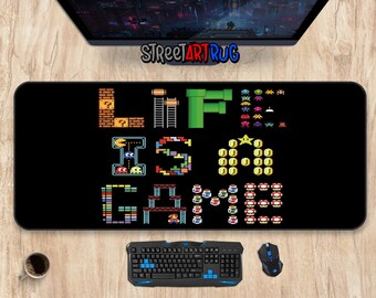 Black Topographic Desk Mat Black Gaming Mouse Pad Large Gaming Desk Mat ...