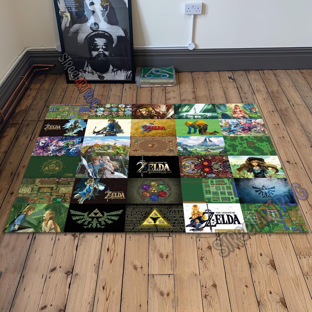 Zelda Rug, Zelda Lovers Carpet, Gaming Mat, Zelda Logo Rug, Game Room ...