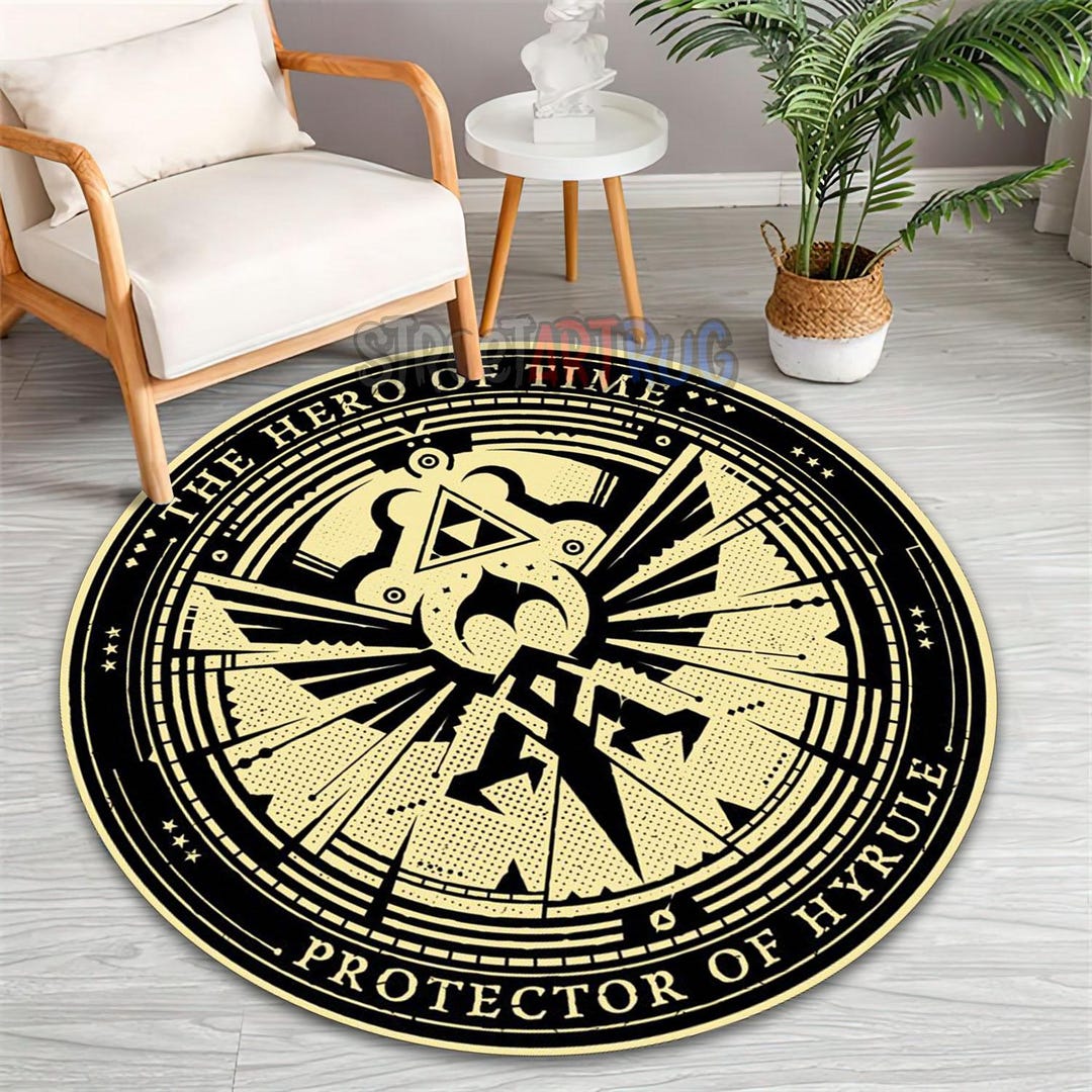 Zelda Hyrule Symbol Rug, Gaming Chair Mat, Gamer Round Carpet, Zelda ...