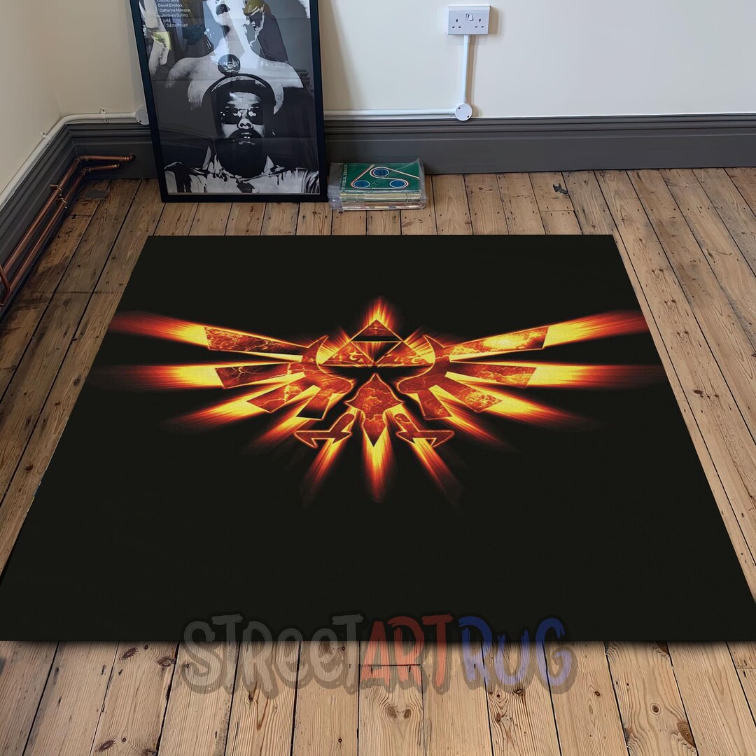 Zelda Symbol Themed Rug, Video Gamer Mat, Game Room Carpet, Gaming ...
