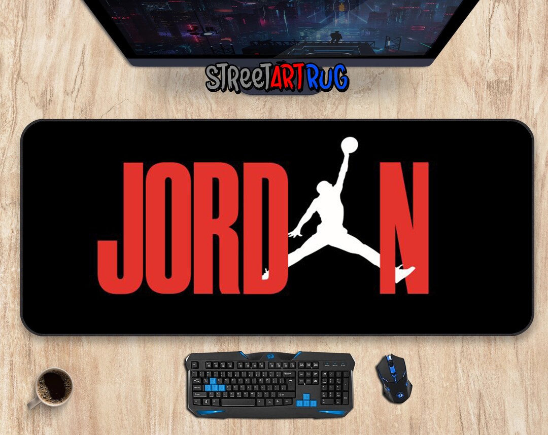 Black and Red Jordan Jump Man Desk Mat Air Jordan Text Mouse - Etsy