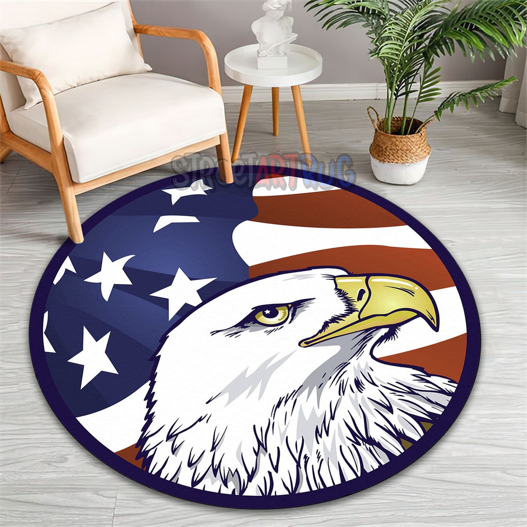 American Eagle Rug, United States Symbol Mat, Office Round Rug ...