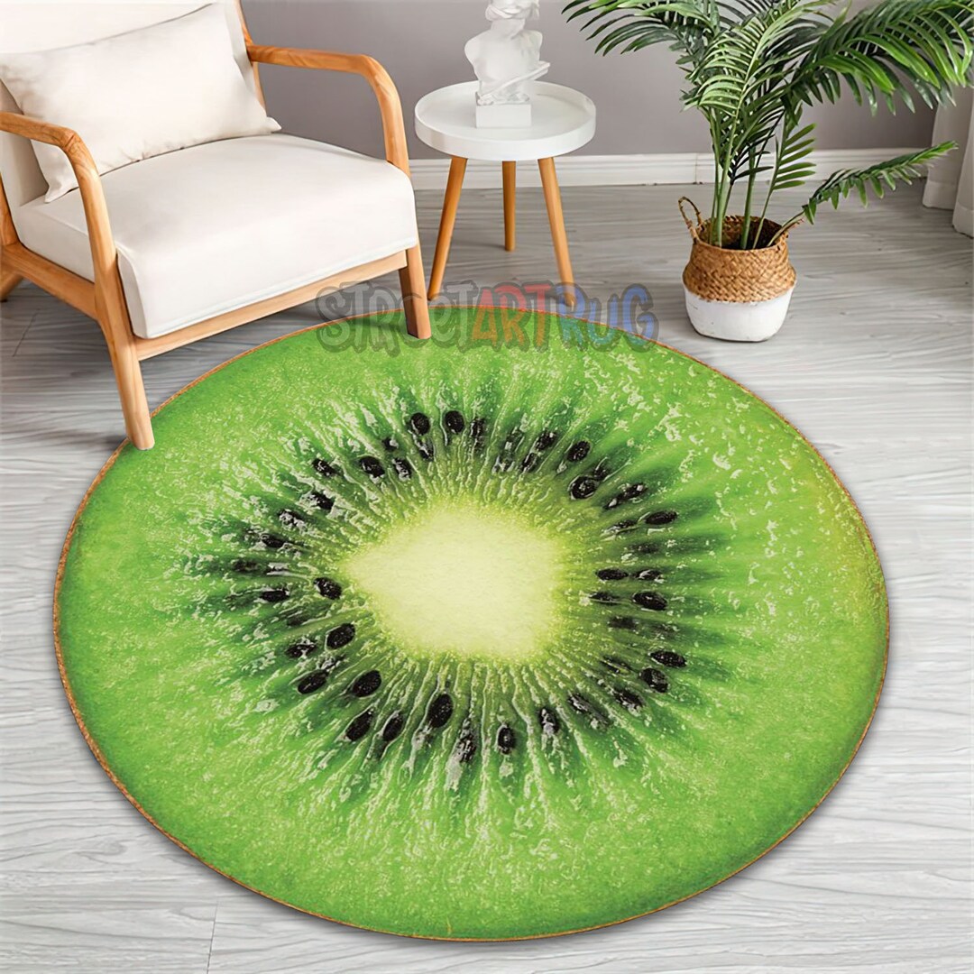 3D Kiwi Rug, Fruit Round Carpet, Kitchen Decorative Rug, Kids Room ...