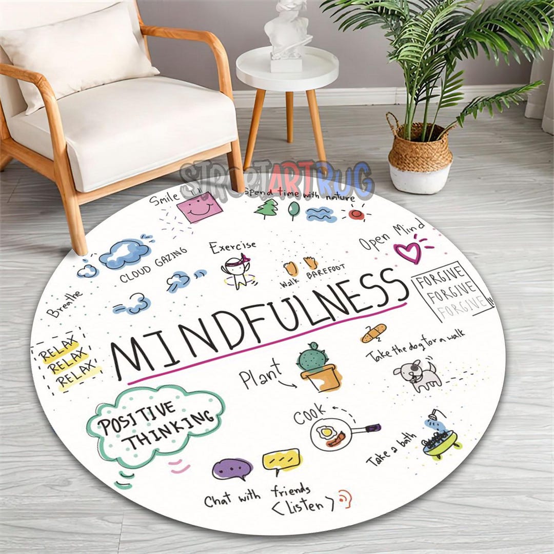 Kindergarten Classroom Rug, Kids Room Round Carpet, Mindfulness ...