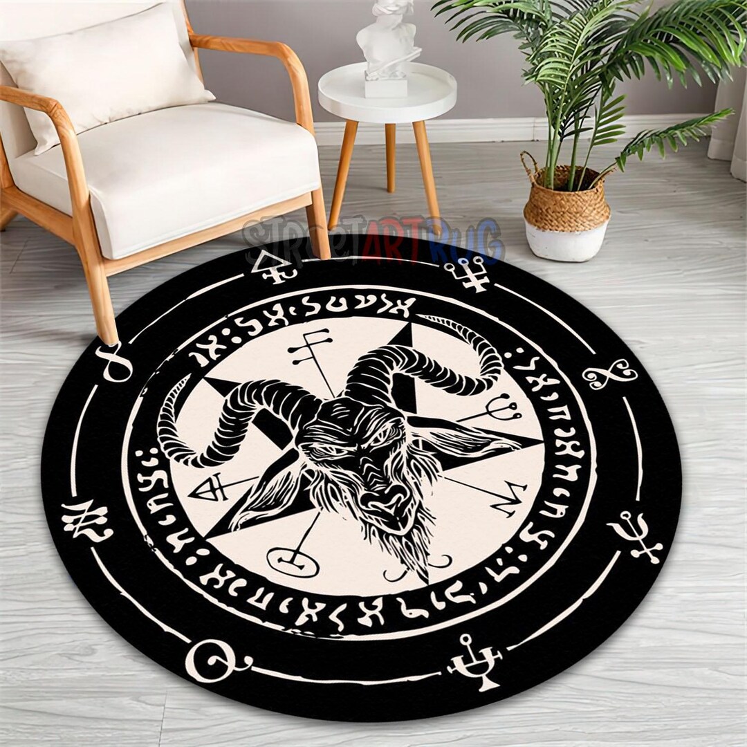 Evil Goat Rug, Magic Circle Carpet, Satan Ritual Decor, Star of David ...