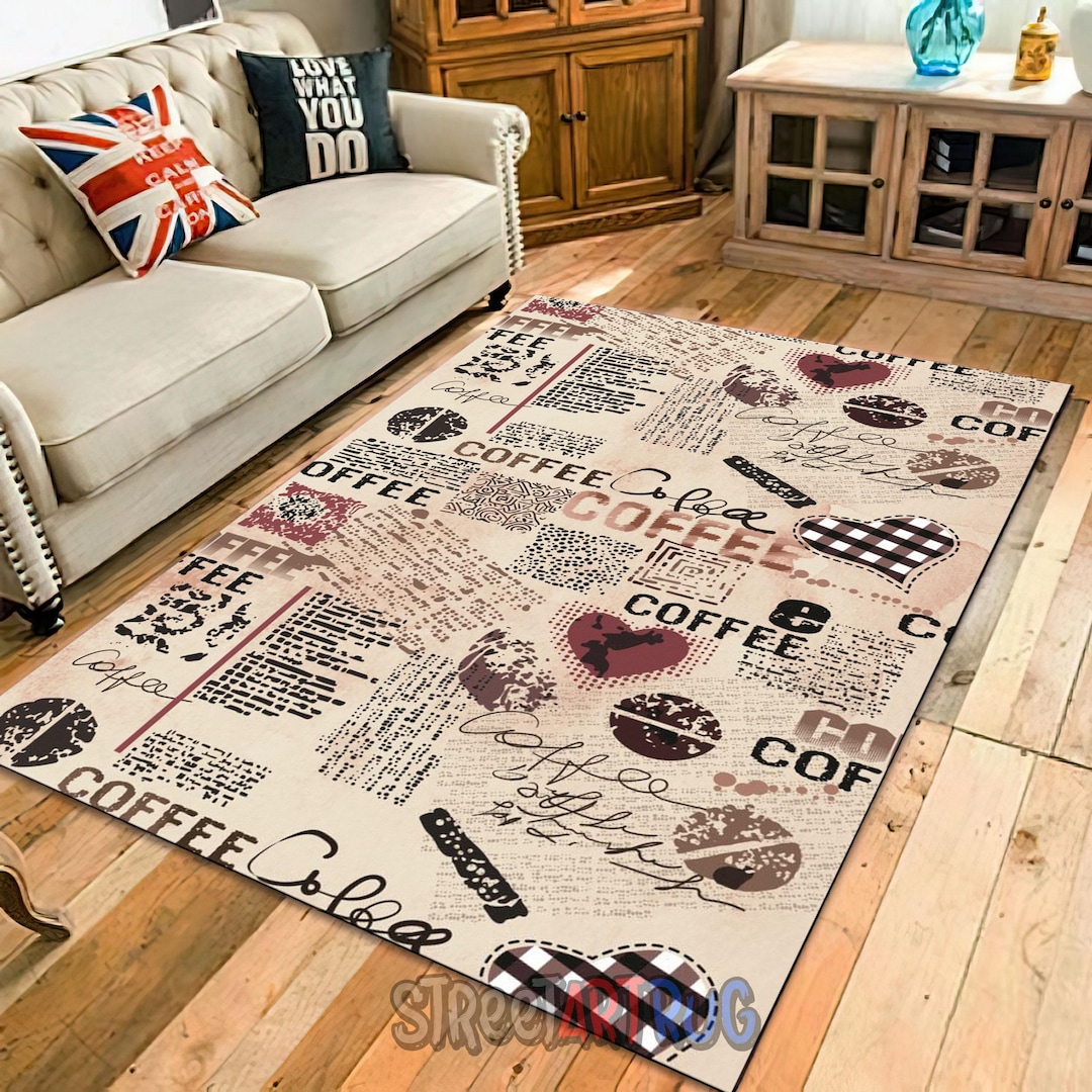 Retro Style Kitchen Rug, Coffee Carpet, Cooking Mat, Dining Room Decor ...