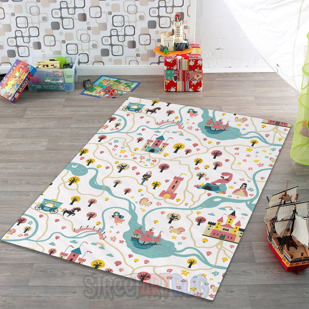 Princess Castle Road Map Rug, Girl Nursery Decor - Etsy
