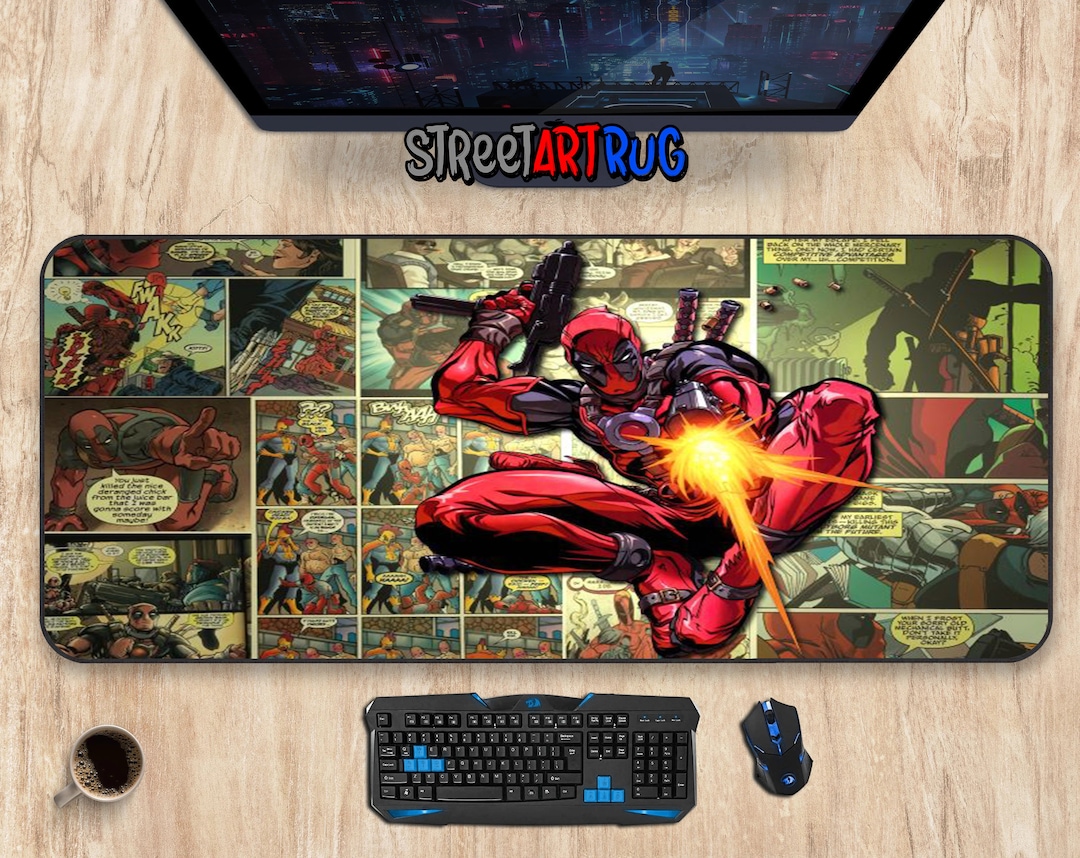 Comic Deadpool Desk Mat, Cartoon Marvel Character Mouse Mat, Superhero ...