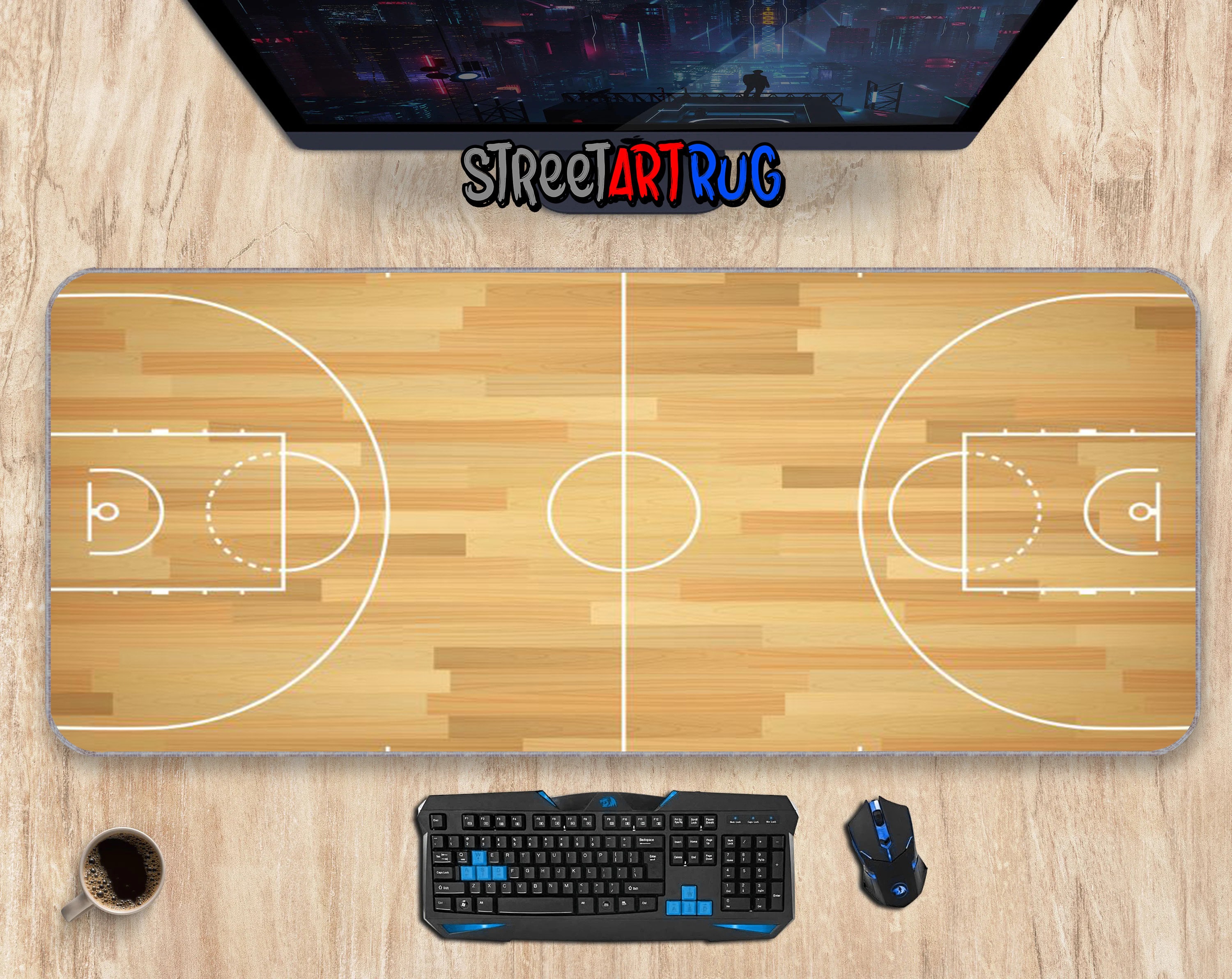 Basketball Court Desk Mat, Basketball Lovers Mouse Mat, Basketball ...