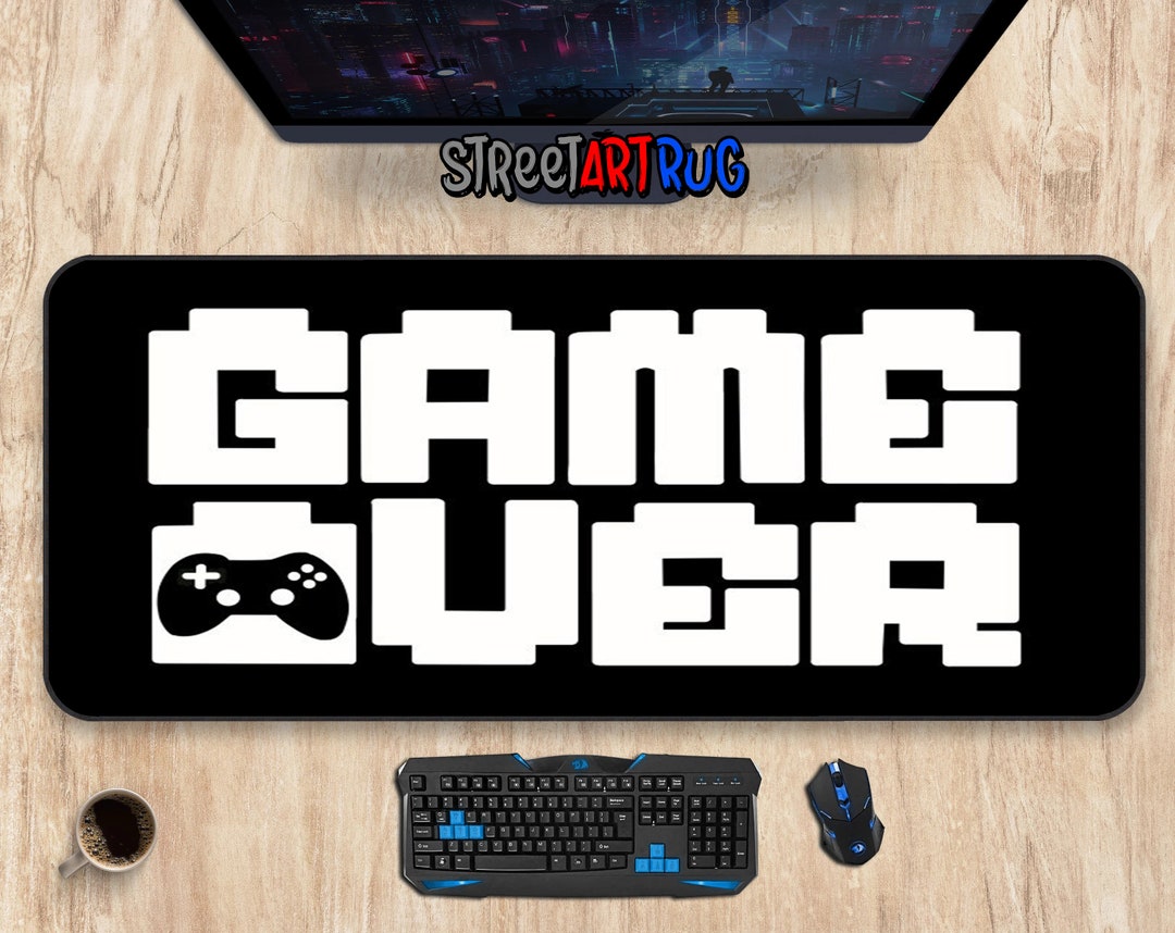 Black and White Game Over Text Desk Mat, Ultra Large Retro Gaming Mouse ...