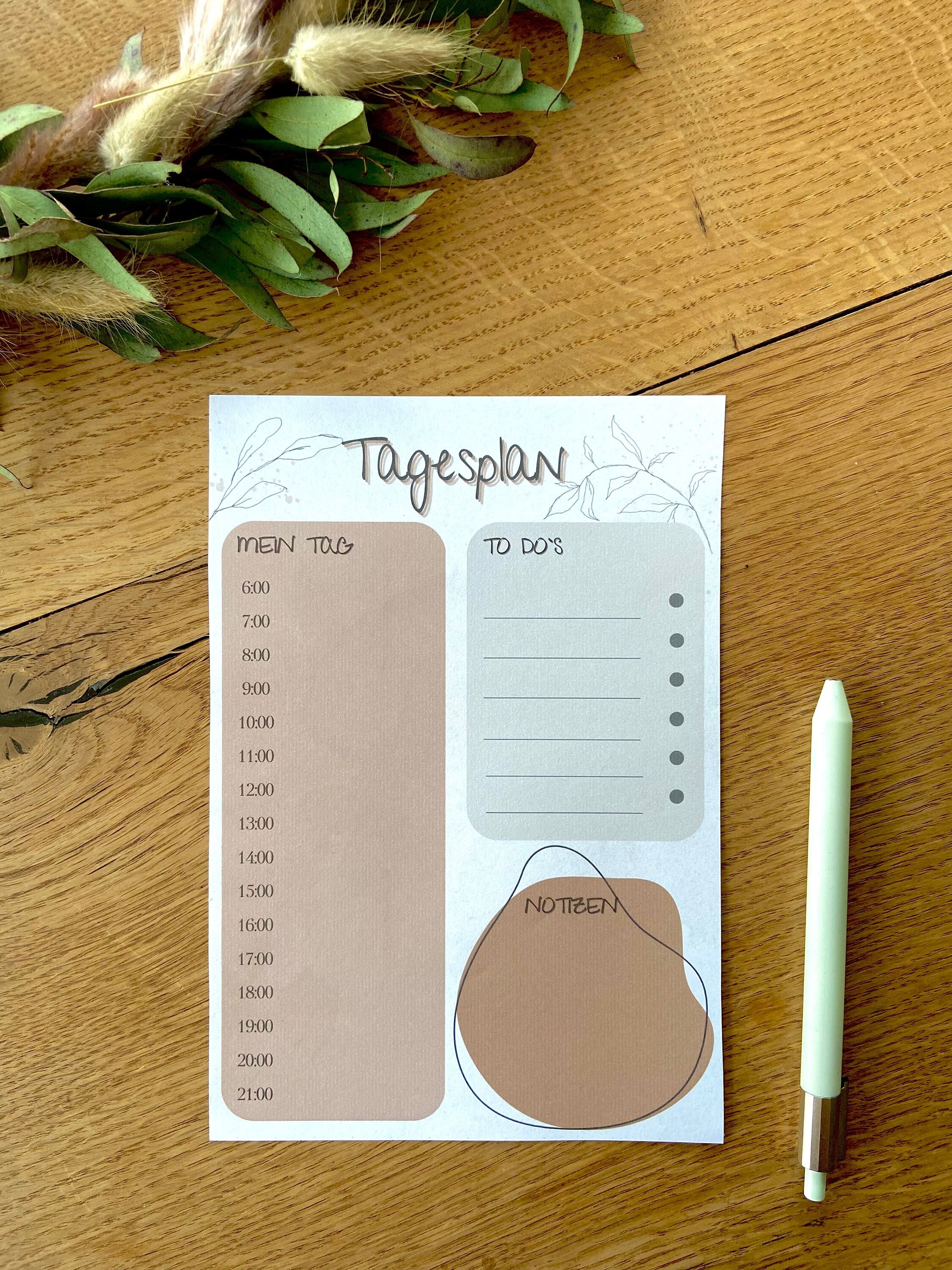 Tagesplan A4 & A5 Daily Plan Digital PDF Download Organisieren Planen ...