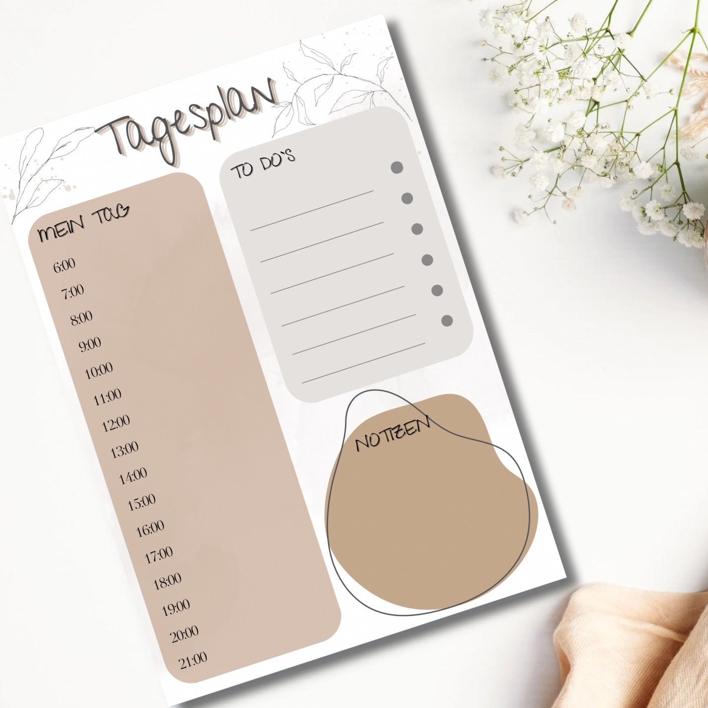 Tagesplan A4 & A5 Daily Plan Digital PDF Download Organisieren Planen ...
