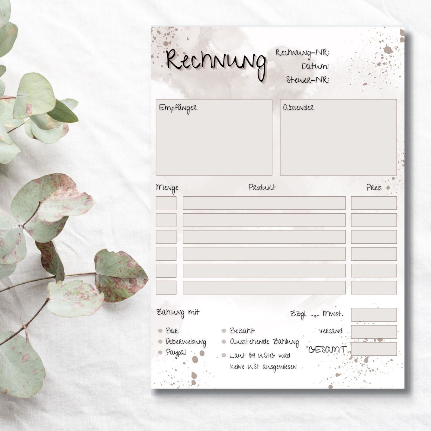 Invoice Invoice Template A4 & A5 Vintage German Standard Small Business ...