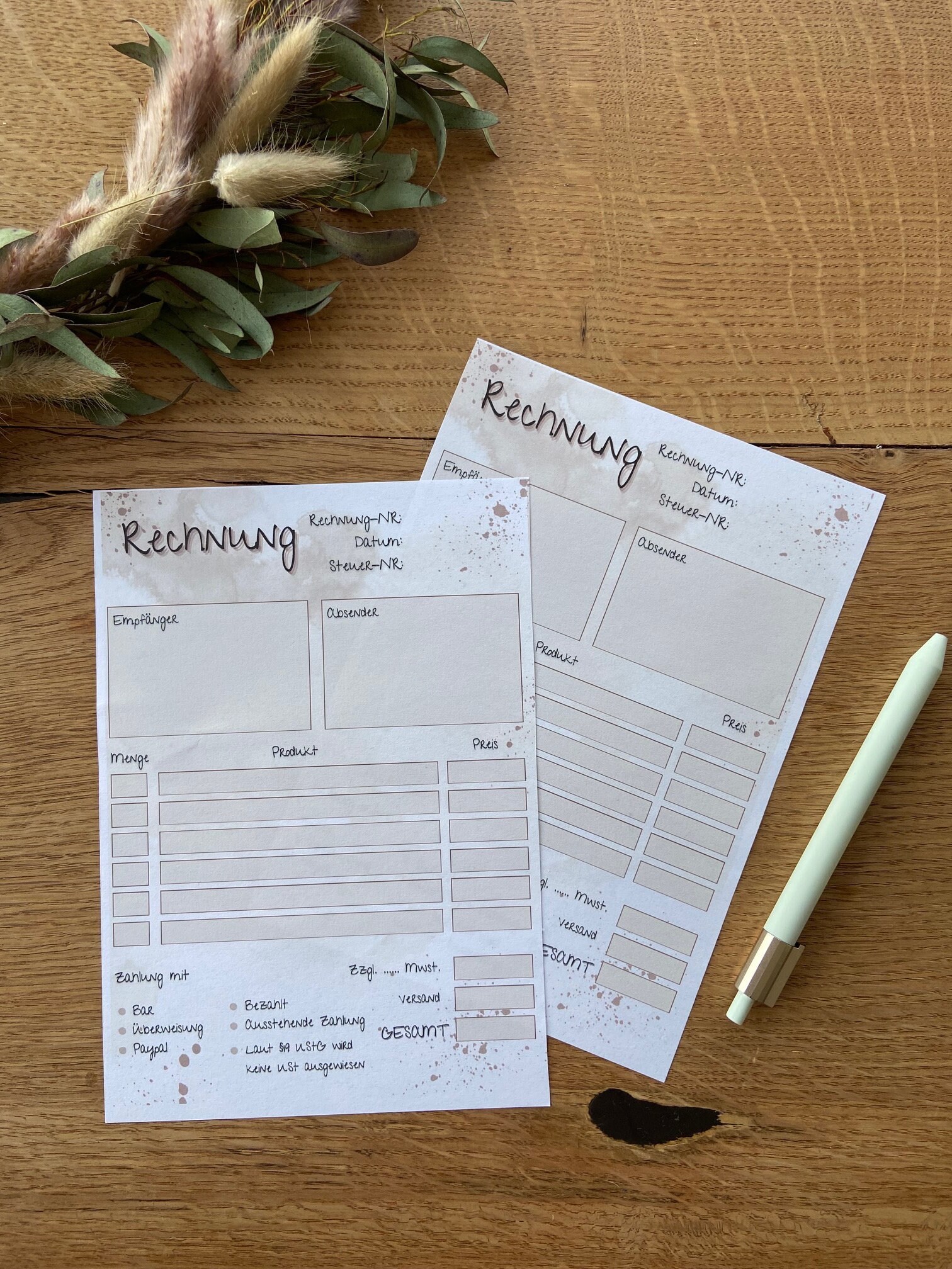 Invoice Invoice Template A4 & A5 Vintage German Standard Small Business ...