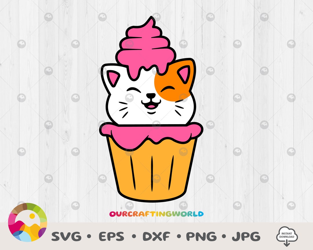 Cupcake Cat SVG, Cute Cupcake SVG, Cartoon Cat SVG, Cartoon Cat Clip ...