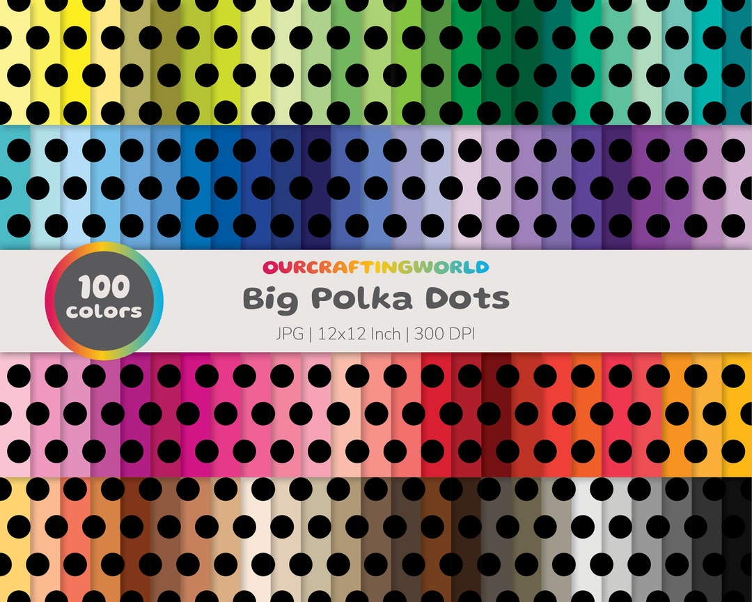 100 Seamless Big Polka Dot Paper, Rainbow Color Paper Pack, Printable ...