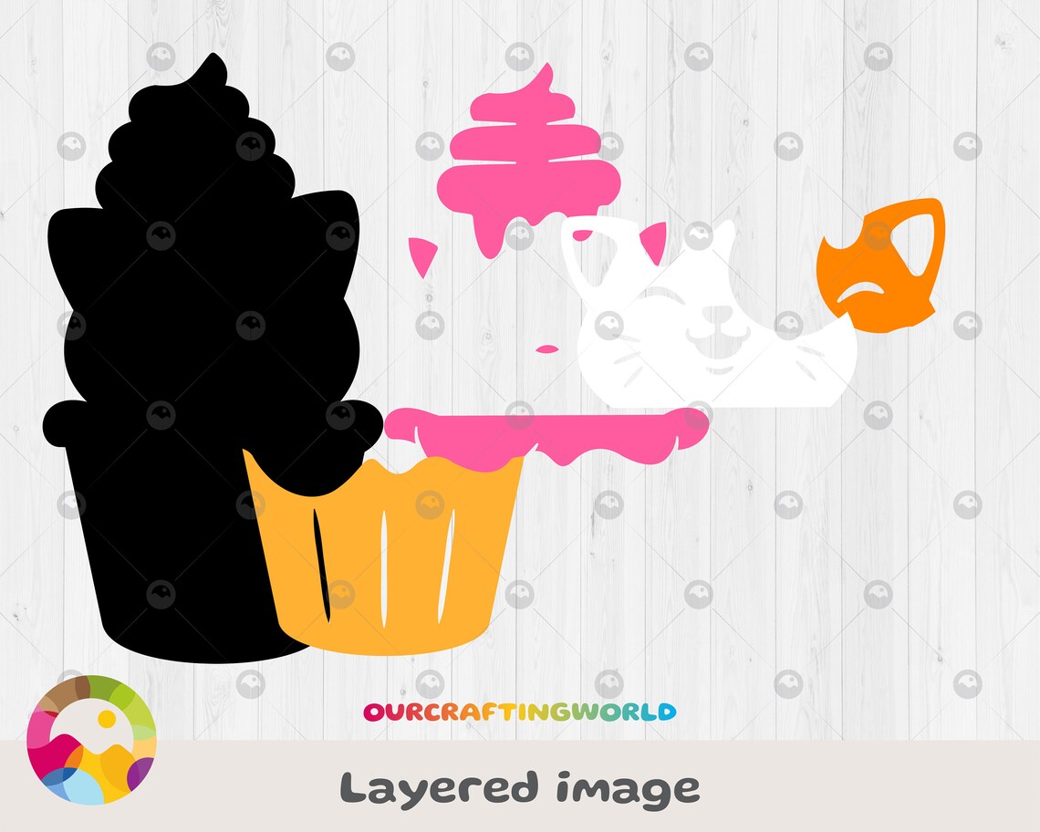 Cupcake Cat SVG Cute Cupcake SVG Cartoon Cat SVG Cartoon - Etsy