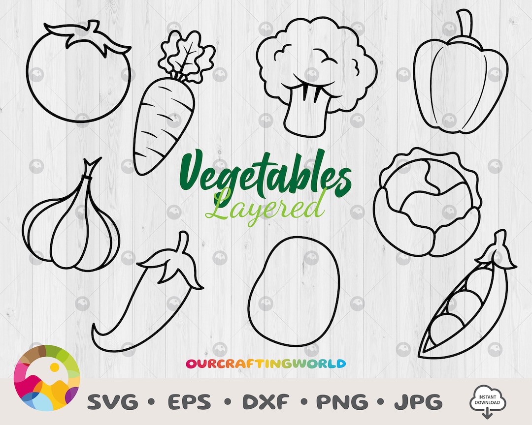 Vegetable Outlines SVG Bundle, Vegetable Outlines SVG, Vegetable Cut ...
