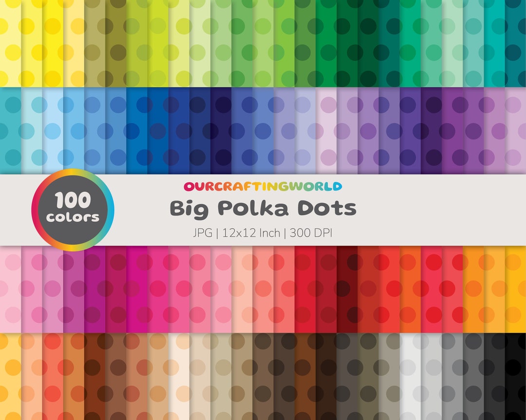 100 Big Polka Dots Pattern, 100 Colors Digital Paper, Seamless Polka ...