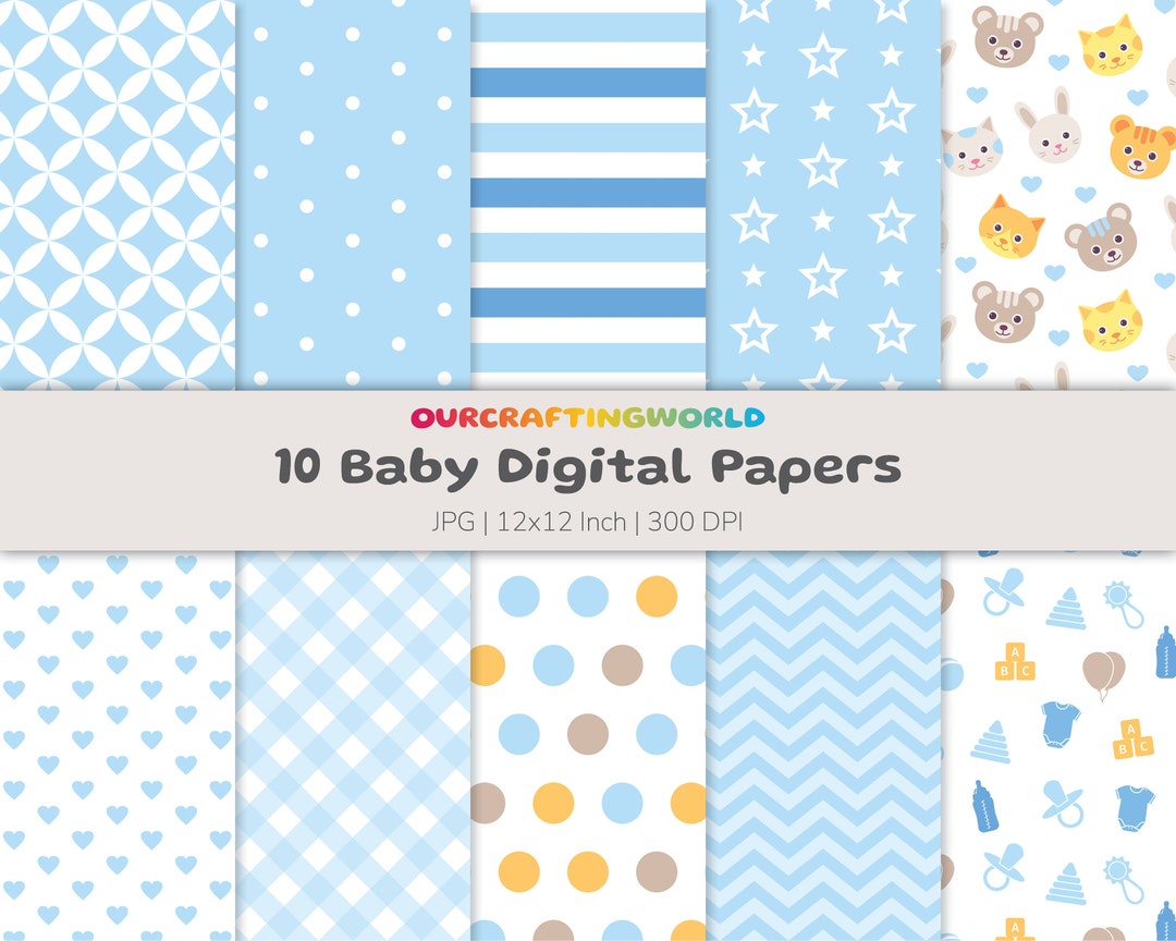 Baby Digital Paper, Babyshower Digital Paper, Nursery Digital Paper ...