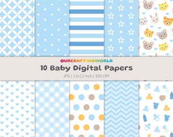 Teddy Bear Digital Paper Set Baby Boy Digital Paper Baby - Etsy