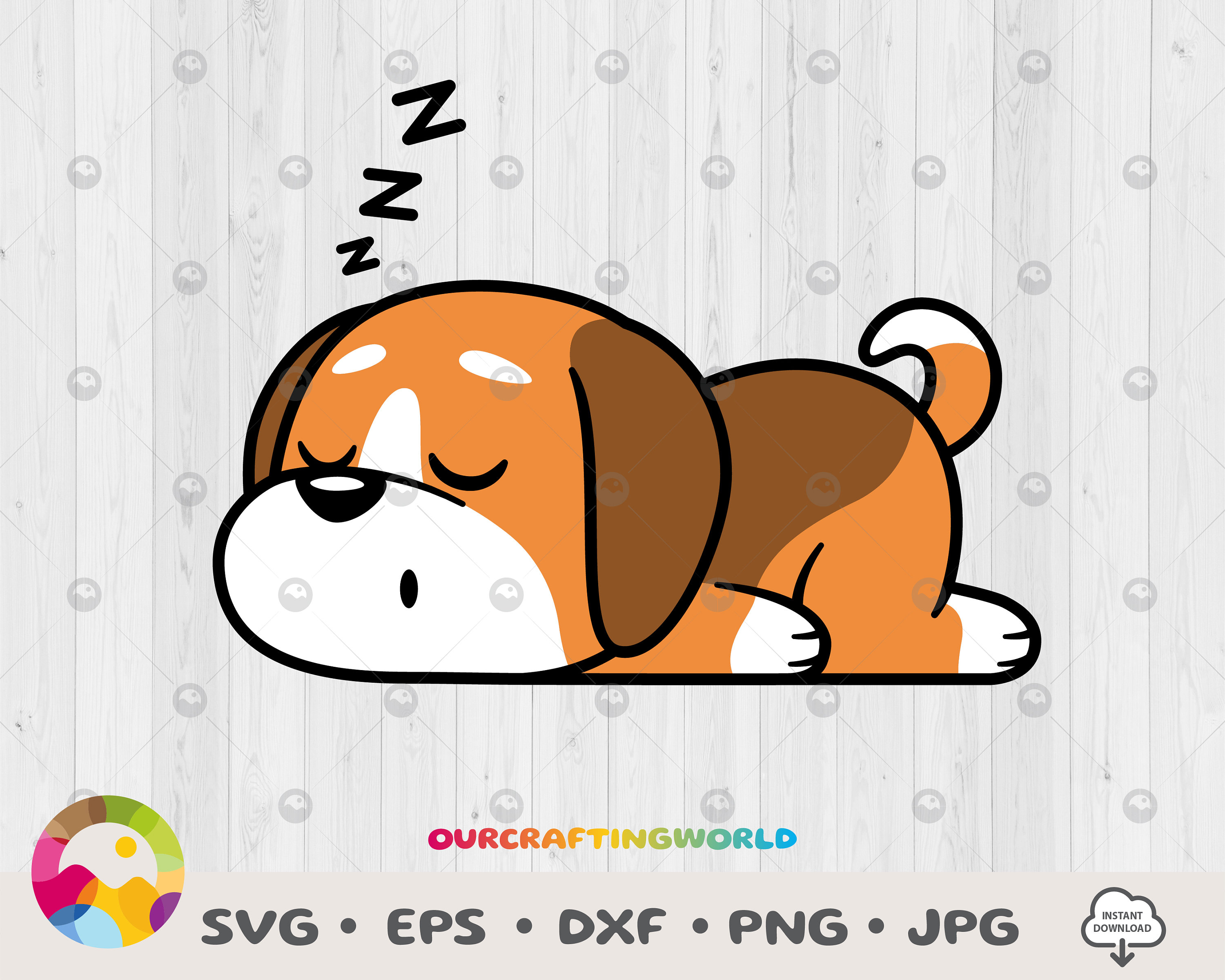 Sleeping Dog SVG, Cute Dog SVG, Cartoon Dog SVG, Cartoon Dog Clip Art ...