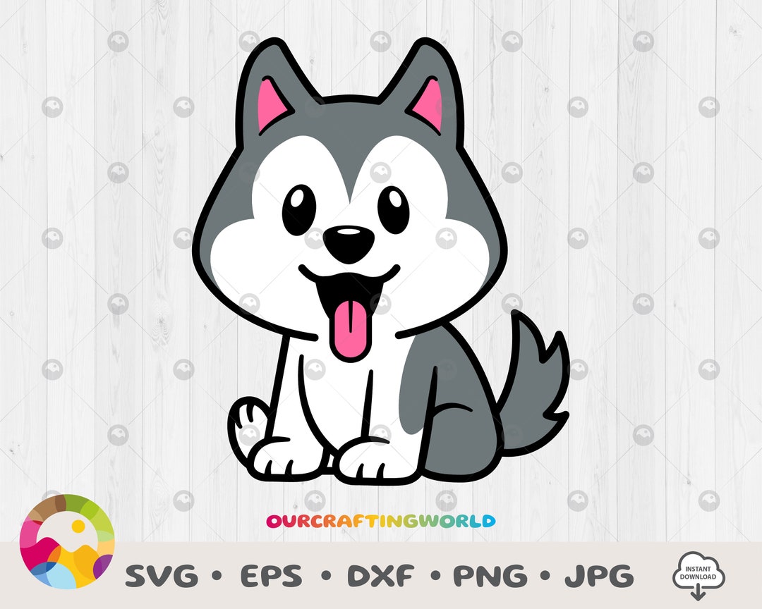 Husky Dog SVG, Cute Puppy SVG, Cartoon Dog SVG, Cartoon Dog Clip Art ...