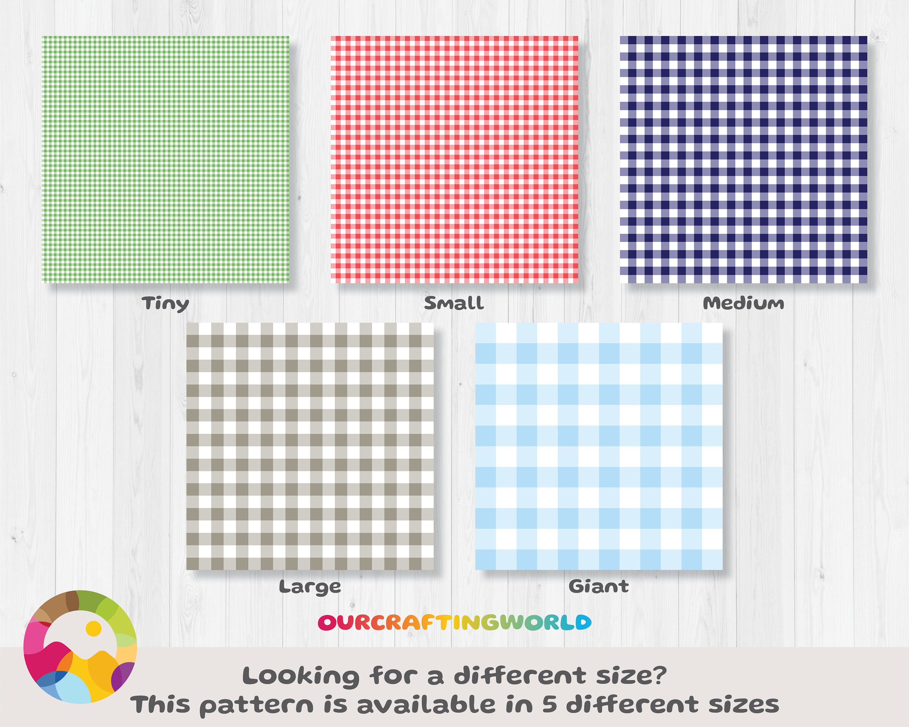 Tiny Gingham White Digital Paper, 100 Colors Gingham White Pattern ...