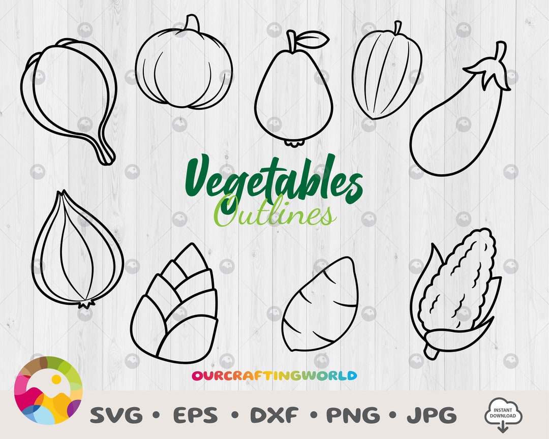Vegetable Outlines SVG Bundle, Vegetable Outlines Vector, Vegetables Outlines Cut File ...