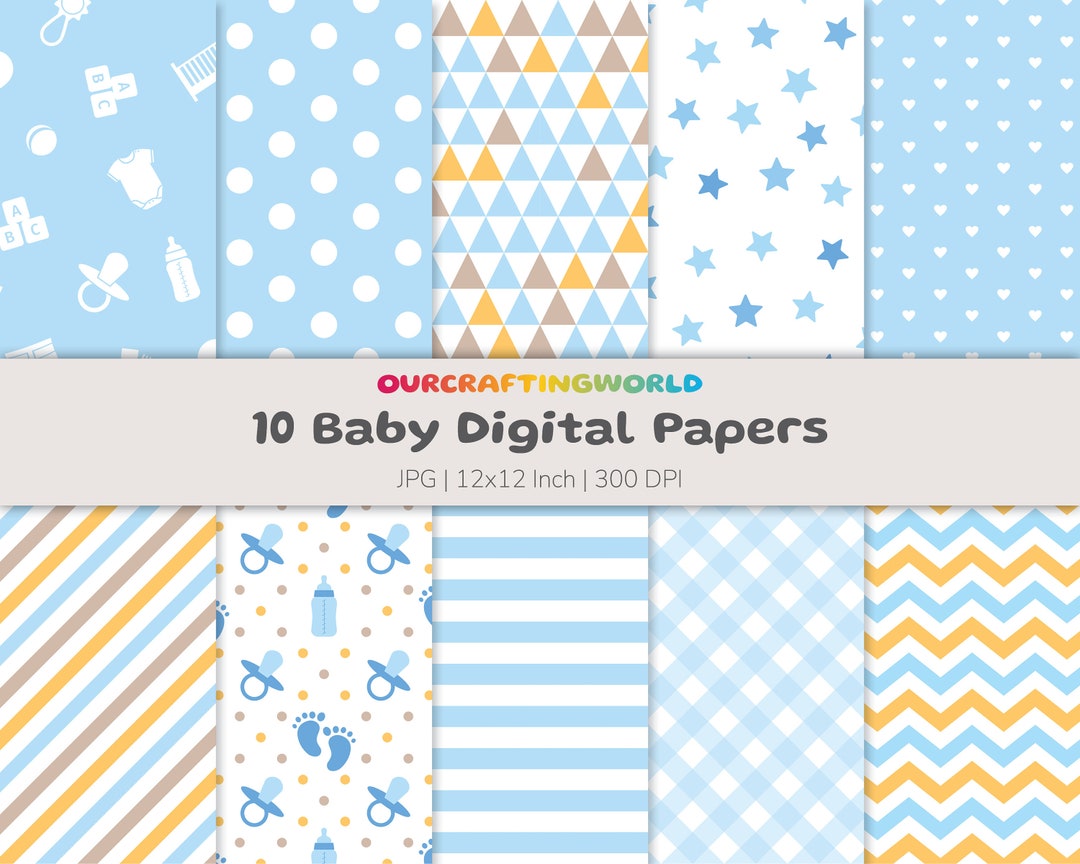 Babyshower Boy Digital Paper, Nursery Background, Baby Boy Seamless ...