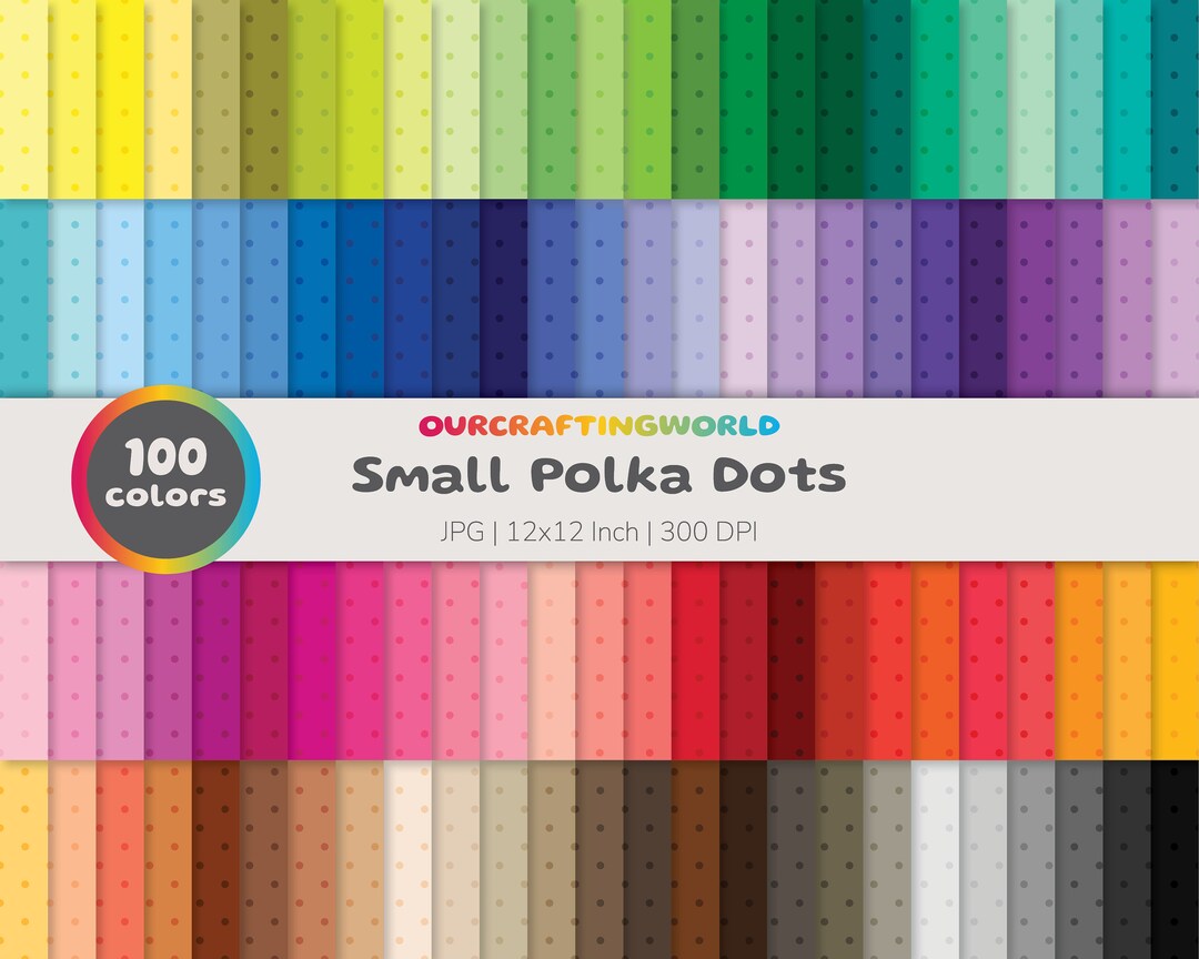 100 Small Polka Dots Pattern, 100 Colors Digital Paper, Seamless Polka ...
