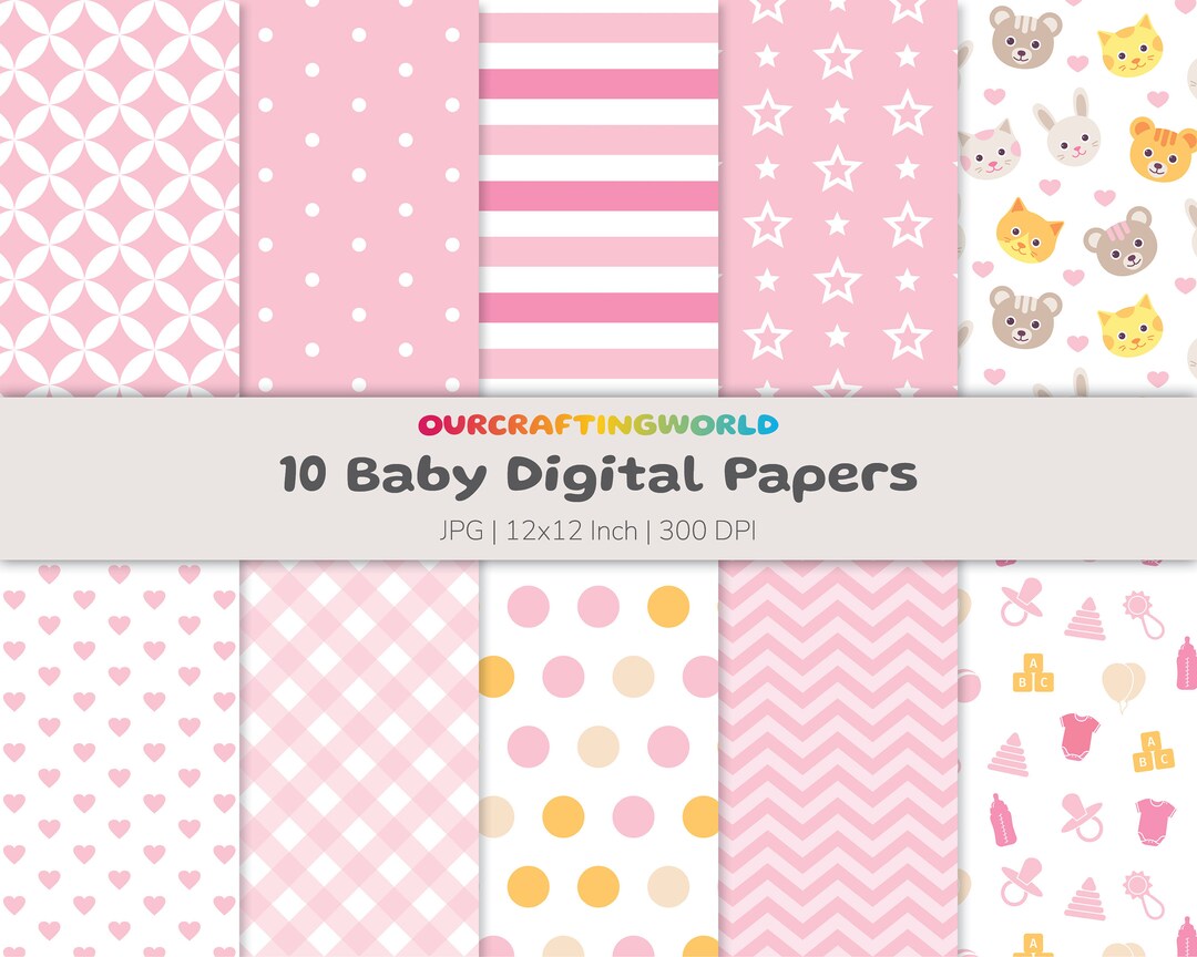 Baby Digital Paper, Babyshower Digital Paper, Nursery Digital Paper ...