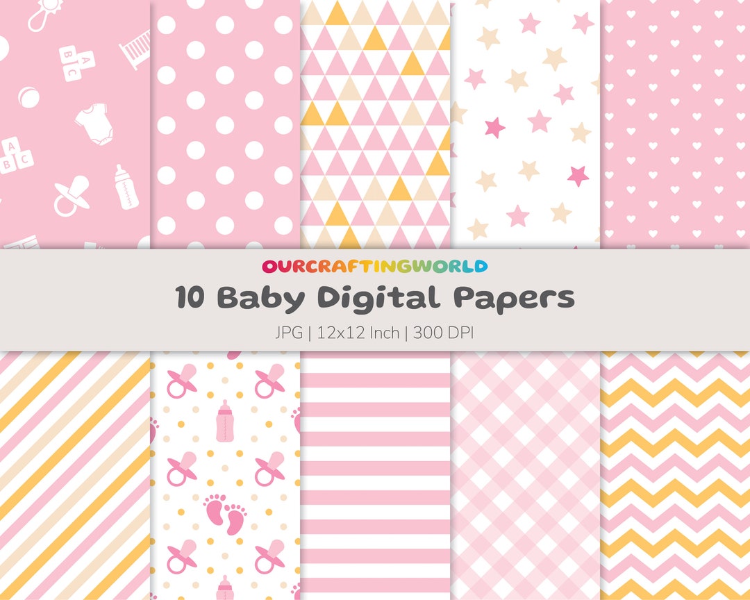 Babyshower Girl Digital Paper, Nursery Background, Baby Girl Seamless ...