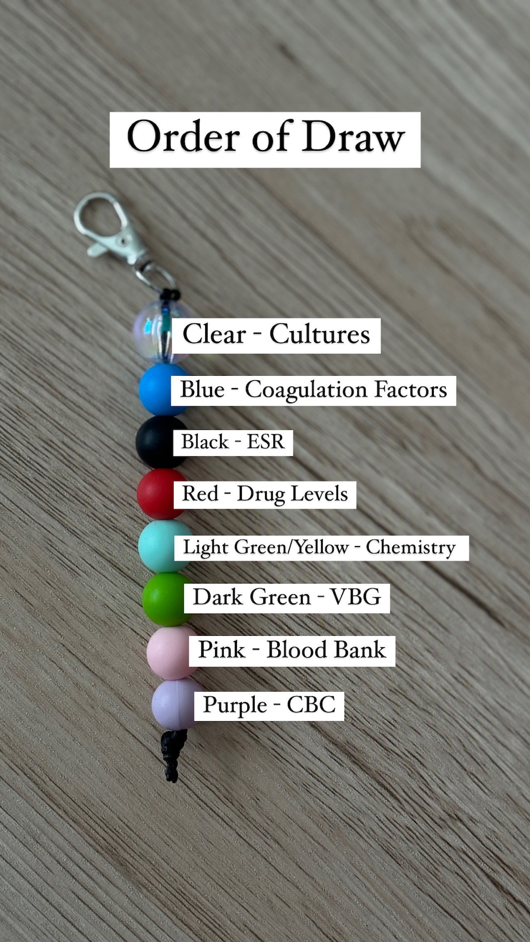 Blood Collection order of Draw Keychain for Nurse, Badge Reel - Etsy