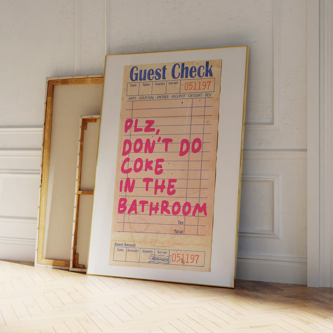 Please Don't Do Coke in the Bathroom Print Trendy Wall Art Guest Check Print Aesthetic Room ...