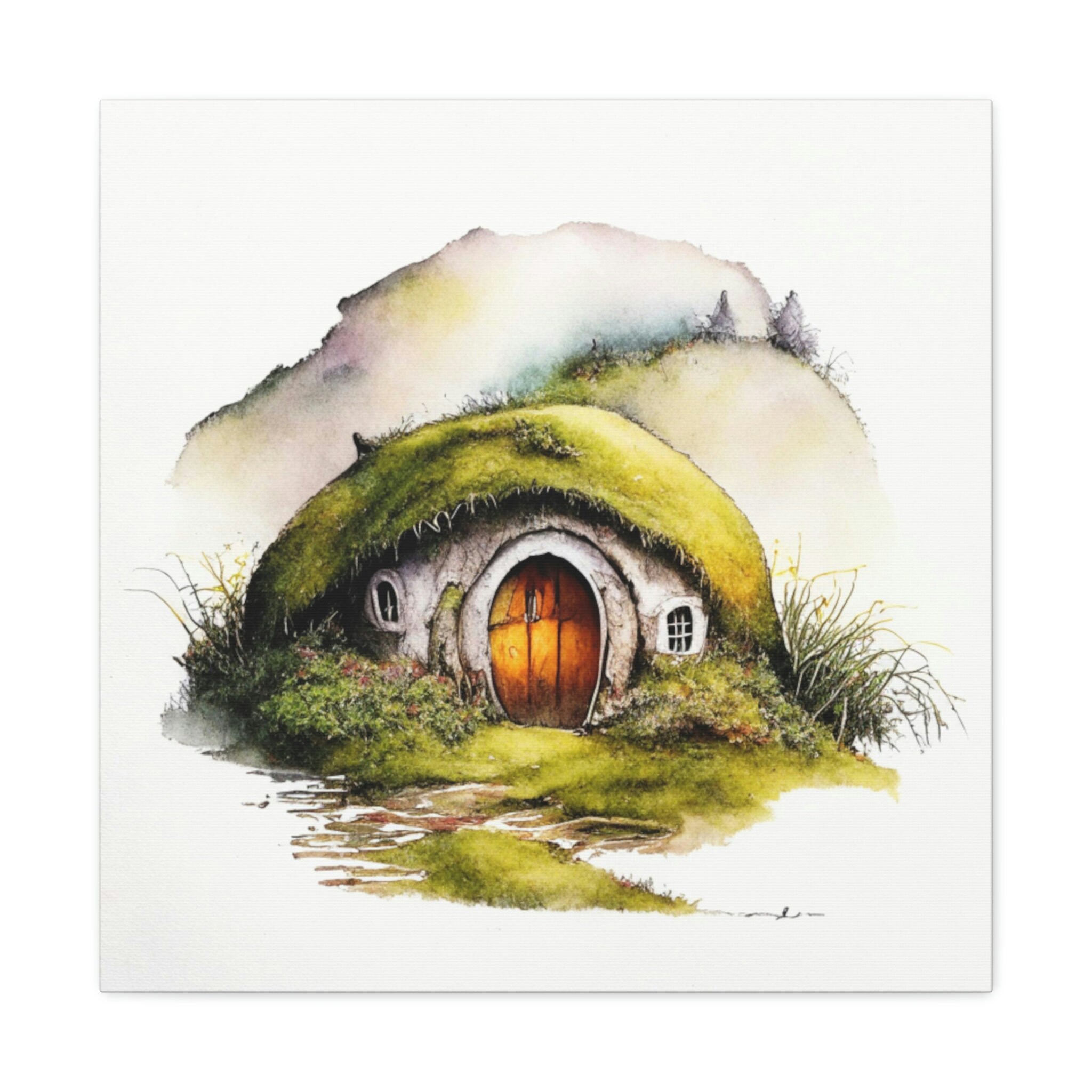 Hobbiton New Zealand the Lord of the Rings Art Illustration Canvas Print World Travel ...