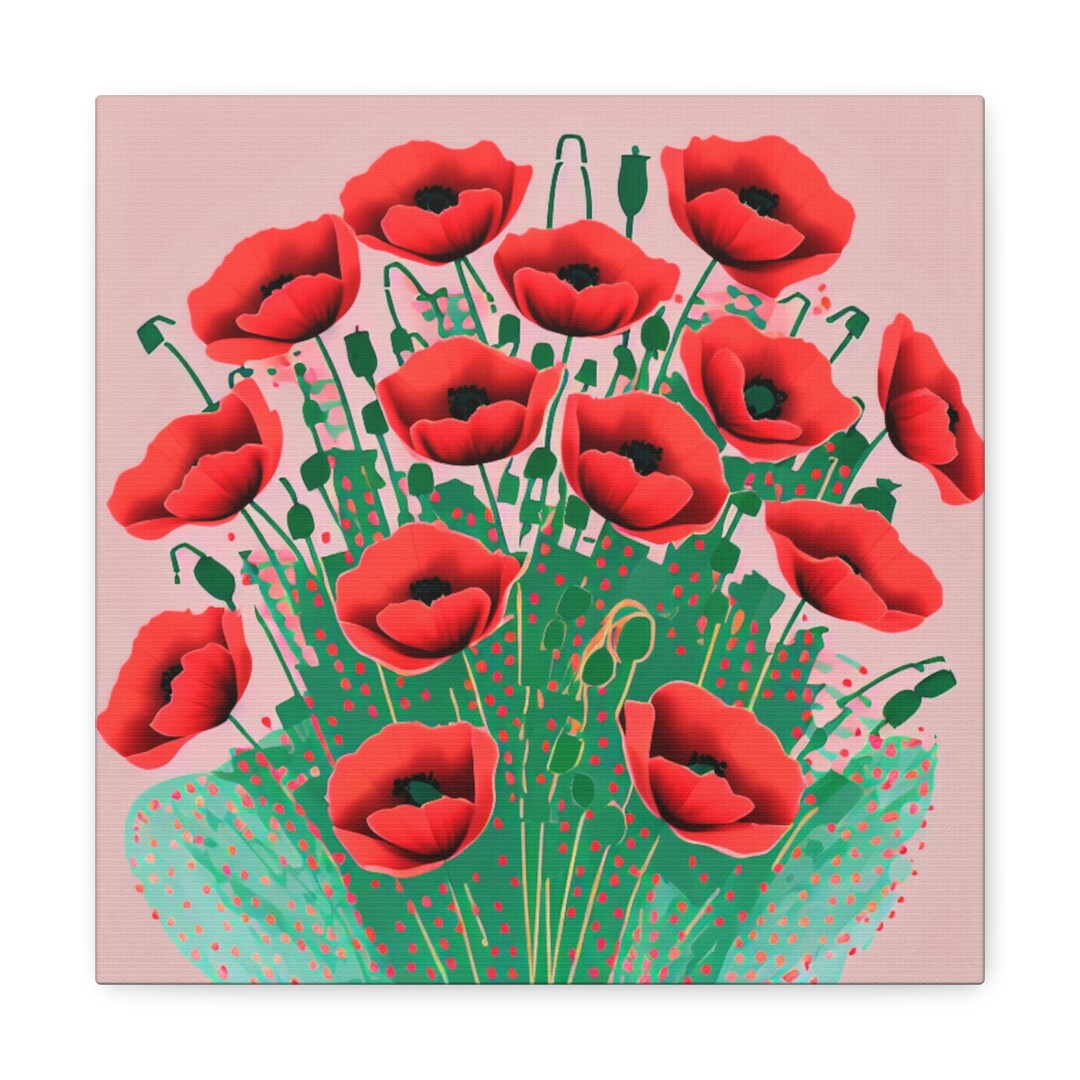 Bouquet of Poppies | Art Illustration | Canvas Print | Still Life - Etsy