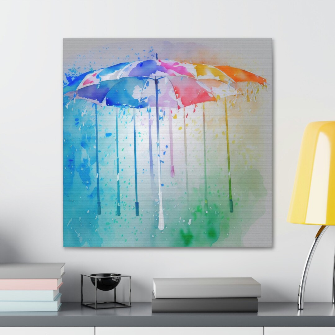Umbrella Theme Abstract Watercolor Canvas Print - Etsy
