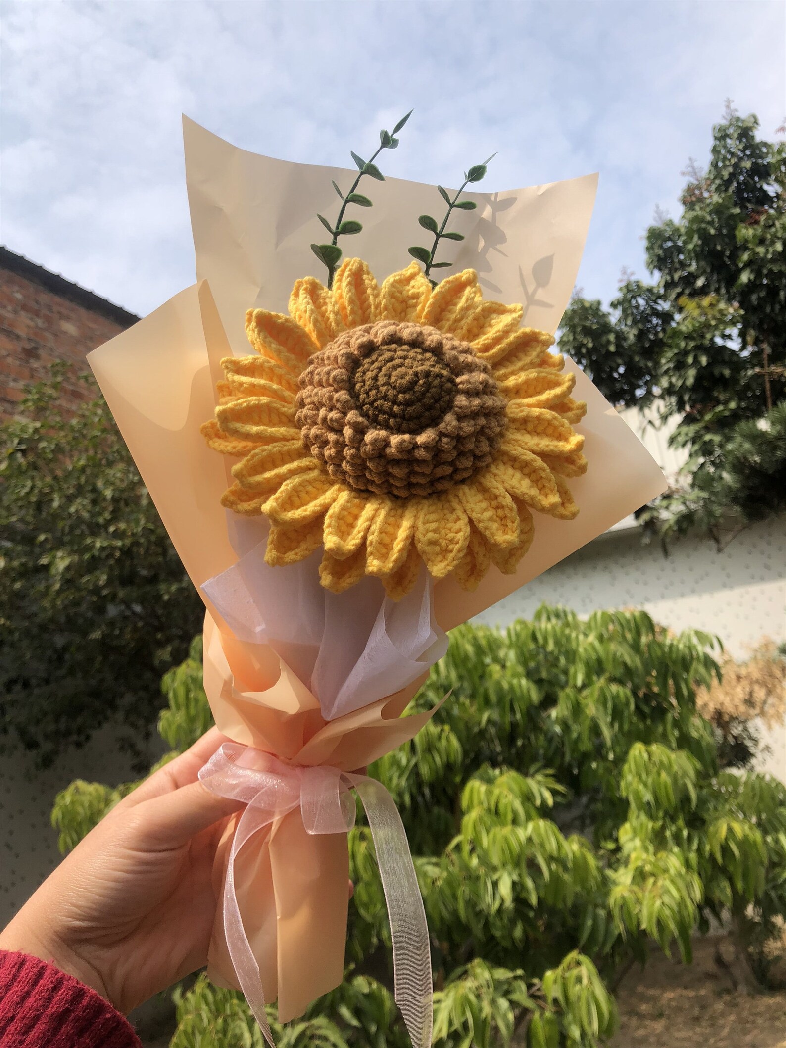 Crochet Sunflowers Bouquet, Finished Product, Crochet Bouquet, Mother's ...