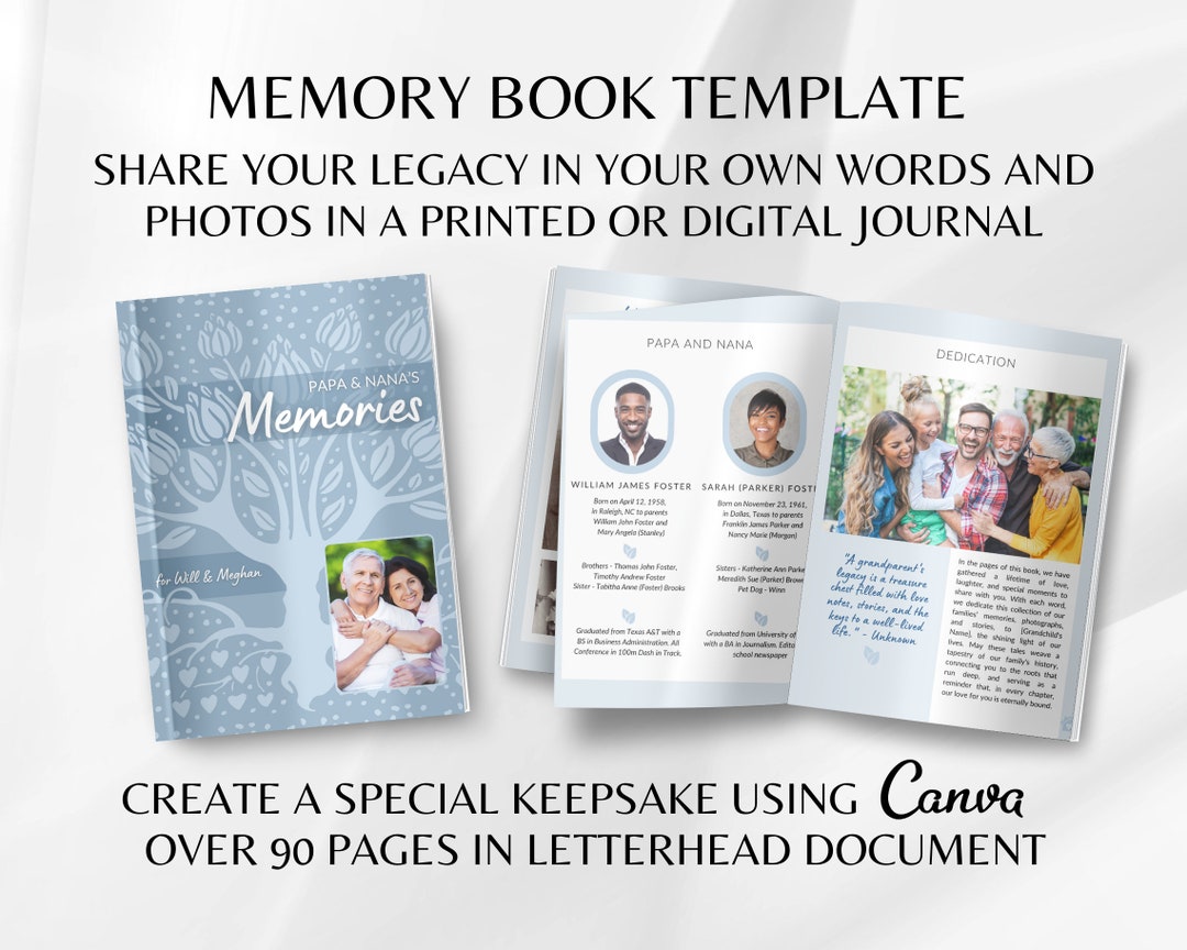 Digital Grandparent Memory Book Canva Template Customizable Family ...