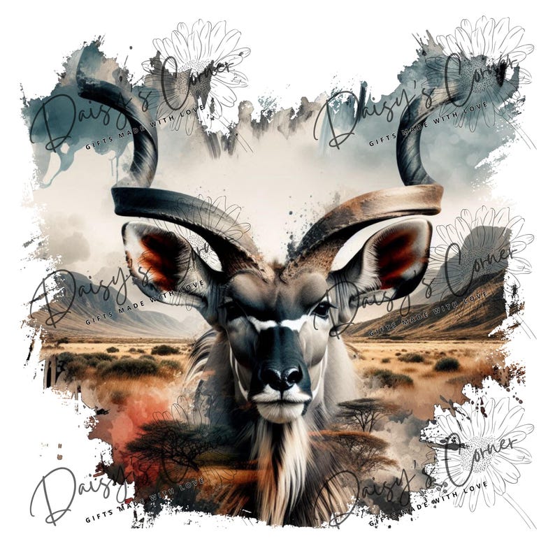 Dark Wartercolor Kudu T-shirt Design PNG, Digital Design - Etsy
