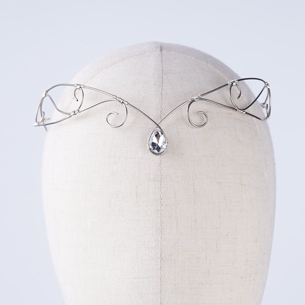 Silver Wedding Tiara Diamond Wire Wrapped Gold Circle - Etsy
