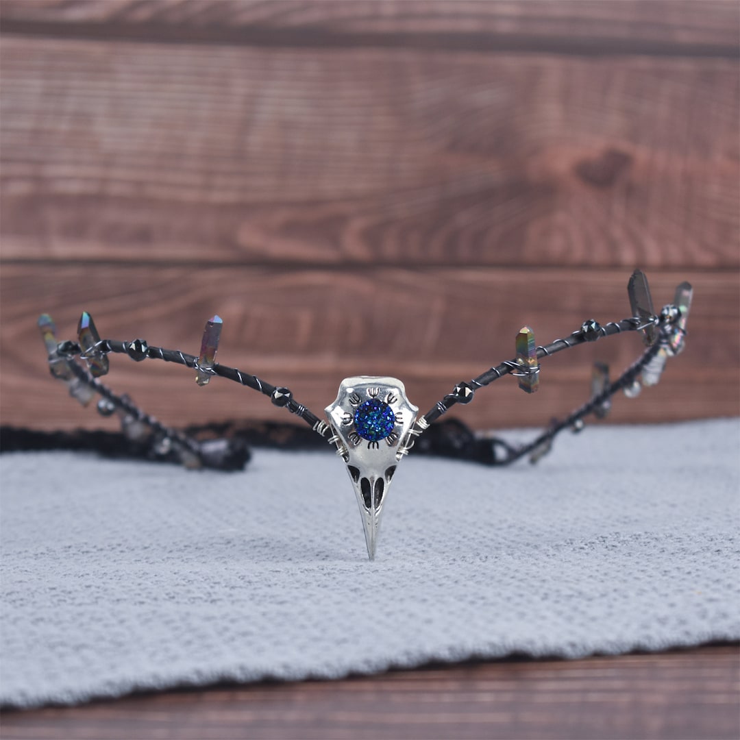 Black Elf Crown With Black Crystal Elven Wedding Crown Gothic Woodland ...