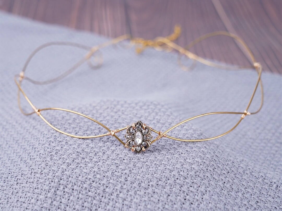 Gold Wedding Tiara Bride Wire Wrapped Circle Renaissance - Etsy