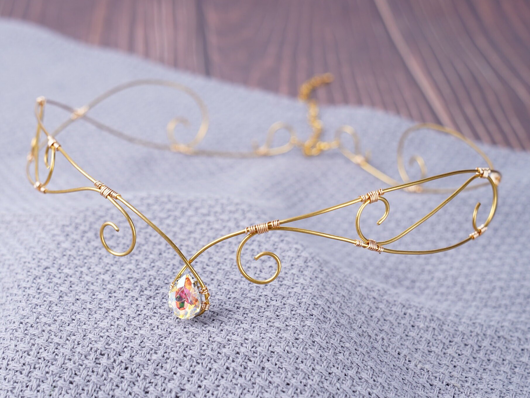 Silver Wedding Tiara Diamond Wire Wrapped Gold Circle - Etsy