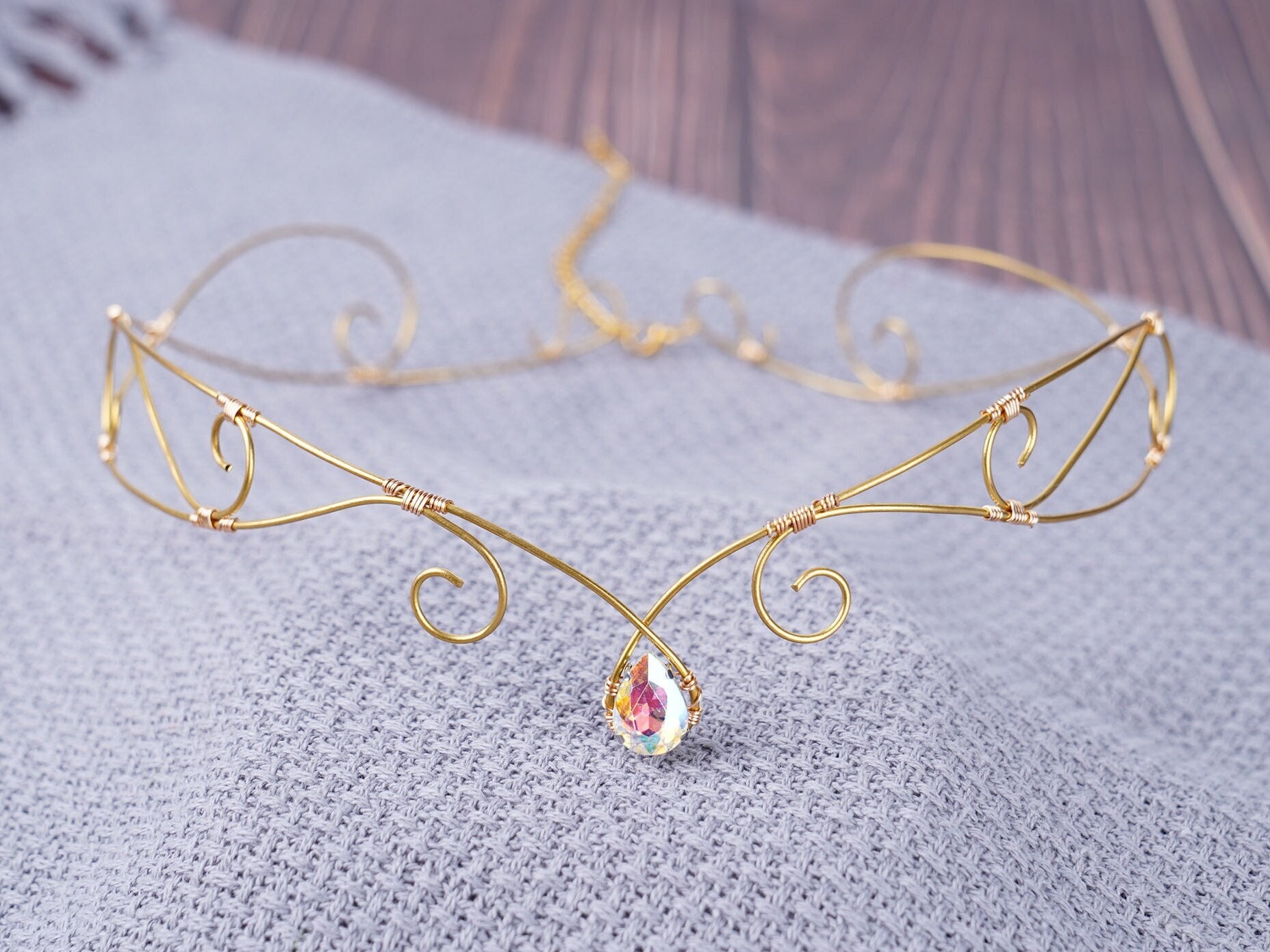 Silver Wedding Tiara Diamond Wire Wrapped Gold Circle - Etsy